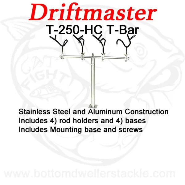 Driftmaster T-Bar T-250-HC with rod holders and bases – Bottom Dwellers ...
